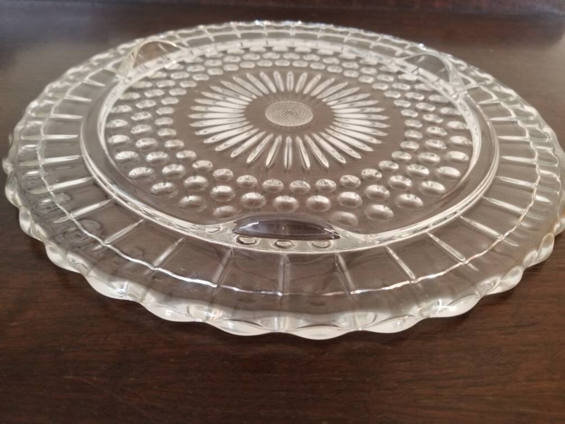 Vintage Clear Federal Glass Bubble Footed Cake Plate. Wedding - Etsy