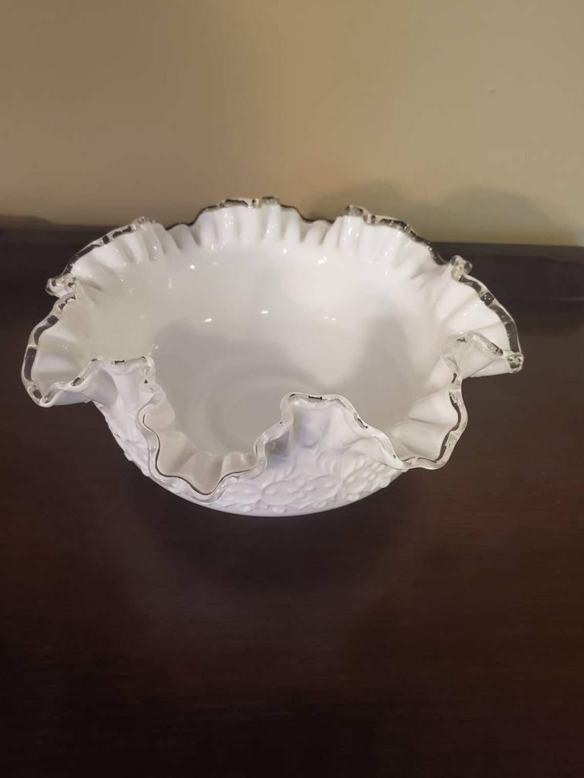 Vintage Fenton Silver Crest Ruffled Edge Bowl With the Spanish | Etsy