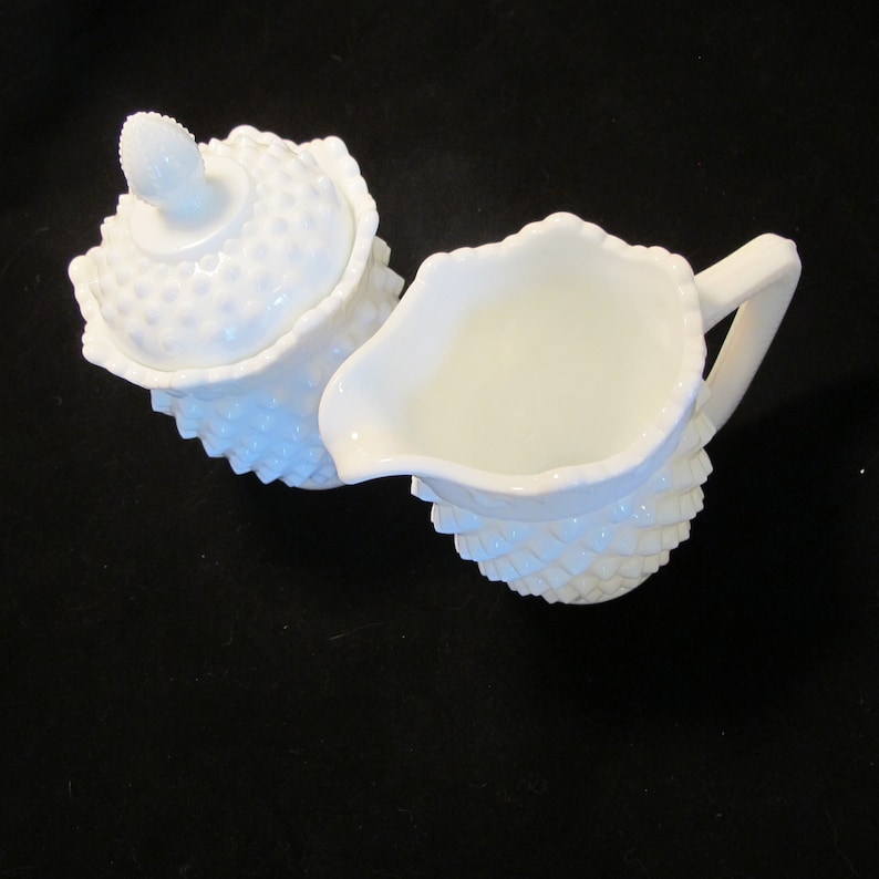 Vintage Fenton Hobnail Cream and Sugar Milk Glass Set - Etsy