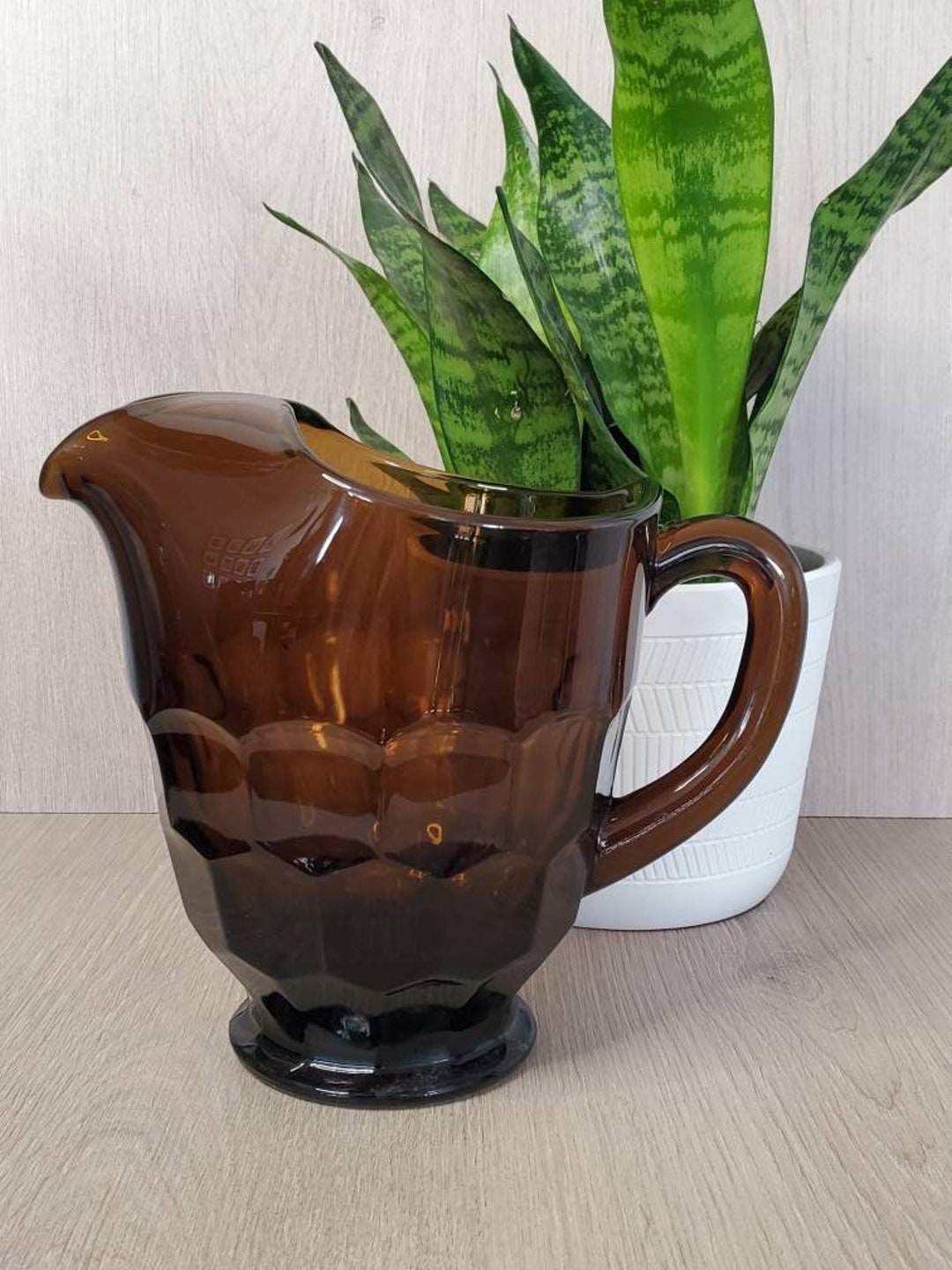 Vintage Viking Georgian Smoke Pitcher. Vintage Home. Viking Smoke Glass ...