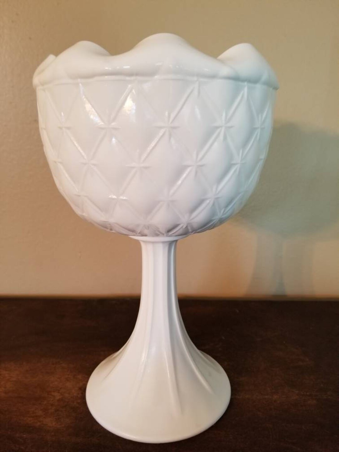 Vintage Milk Glass Compote With Duette Diamond Quilted Pattern by ...