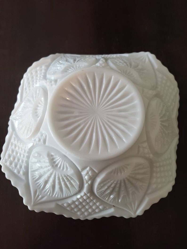 Vintage Milk Glass Large Bowl with Ruffled Scalloped Edge and | Etsy