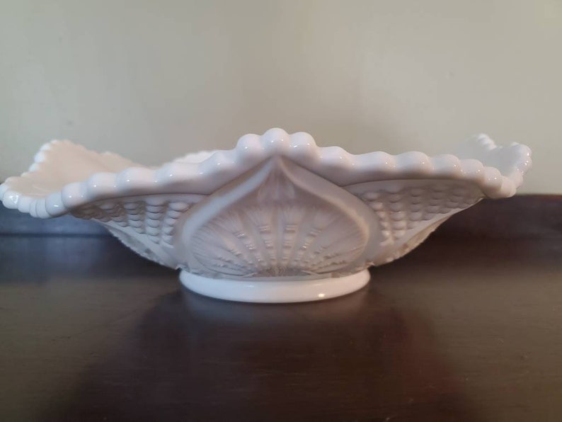 Vintage Milk Glass Large Bowl with Ruffled Scalloped Edge and | Etsy