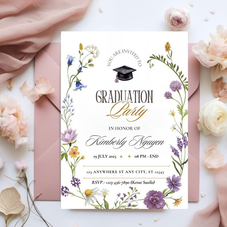 Editable Graduation Invitation Template, Class of 2026 Grad Party ...