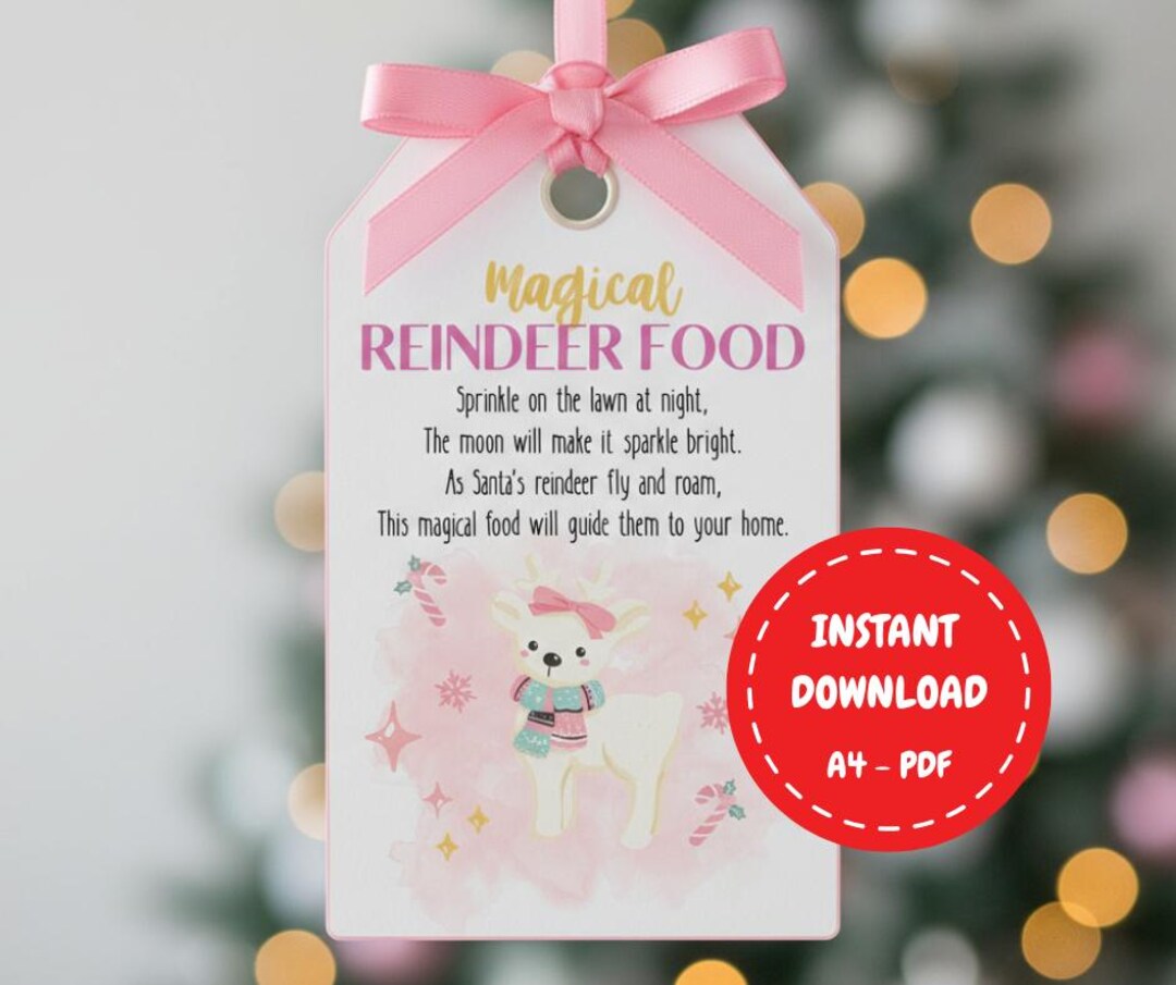 Magic Reindeer Food Tags, Reindeer Food, Christmas Eve Box, Printable ...