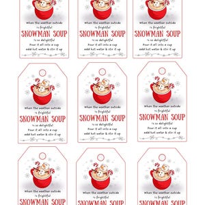 PRINTABLE DOWNLOAD Christmas Eve Snowman Soup Label, Christmas Tag - Etsy