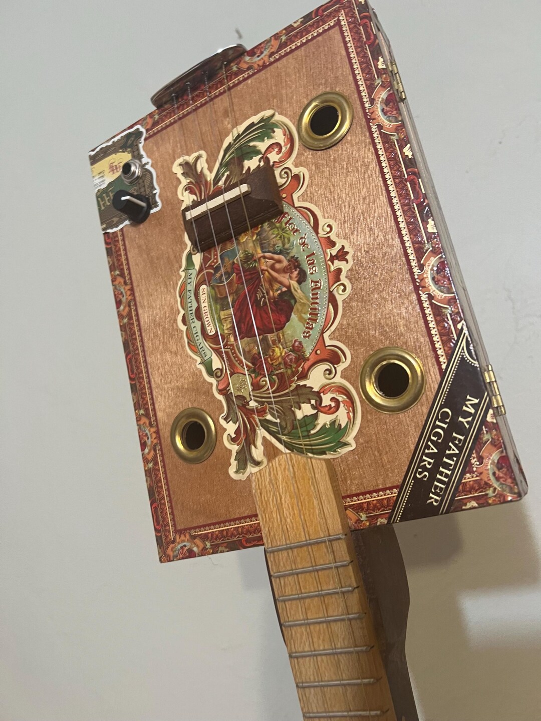 FREE PRIORITY SHIPPING! Cigar Box Guitar. Acoustic/electric! 4 Strings ...