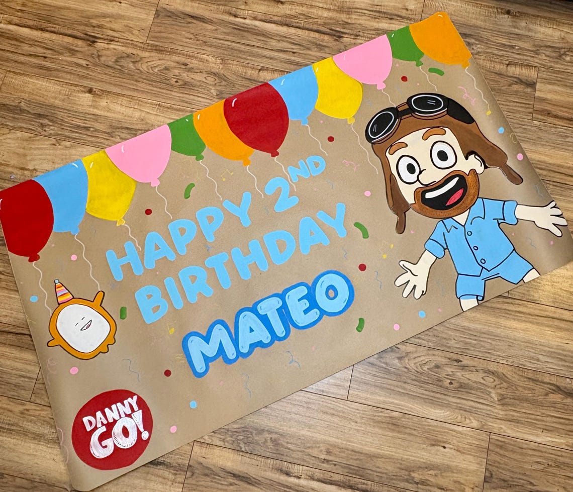 Hand-painted Danny Go Birthday Banner | Custom Party Backdrop - Etsy