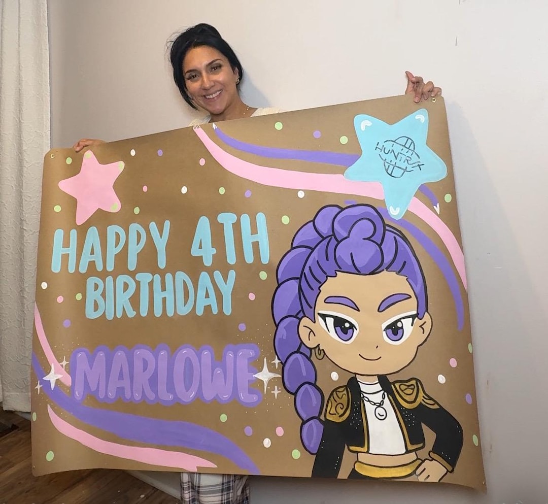 K-pop Demon Hunters Rumi Birthday Banner • Custom Hand-painted Party ...