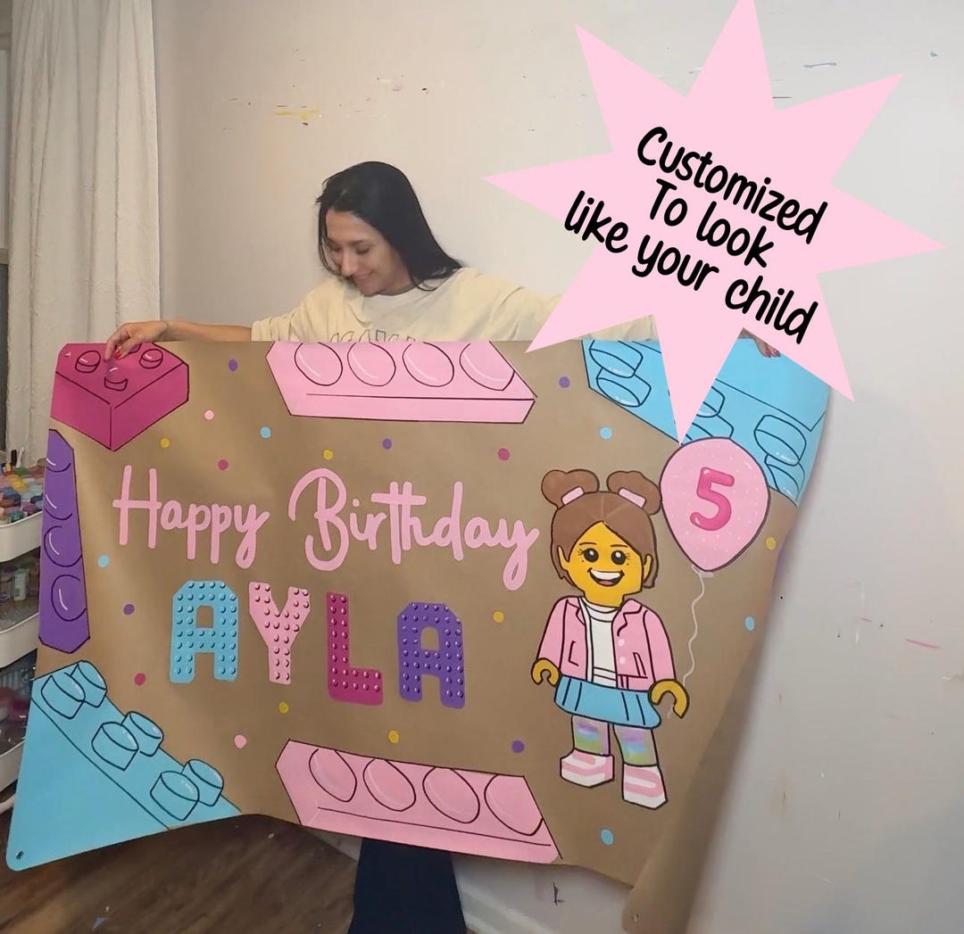 Personalized Building Blocks Birthday Banner | Custom Character, Any ...