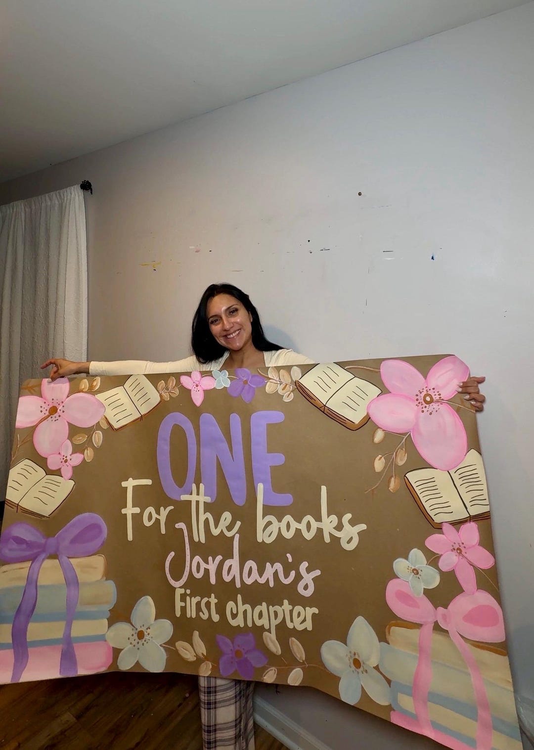 Book Theme First Birthday Banner, ONE for the Books Birthday Sign, Book ...