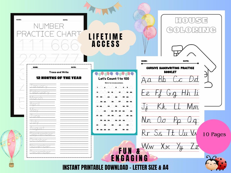 Alphabet Letter Tracing Worksheets, A-Z Printable (PDF Download) - Etsy