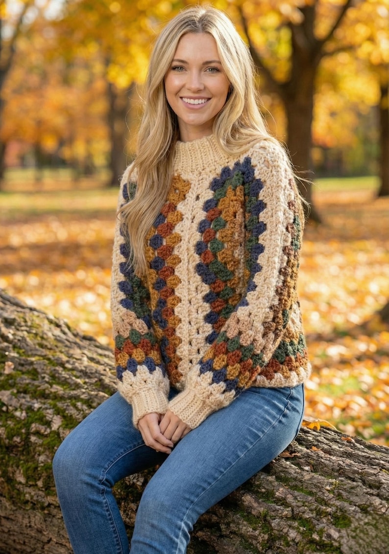 Hexagon Crochet Cardigan Pattern PDF | Colorful Striped Hexi Sweater ...