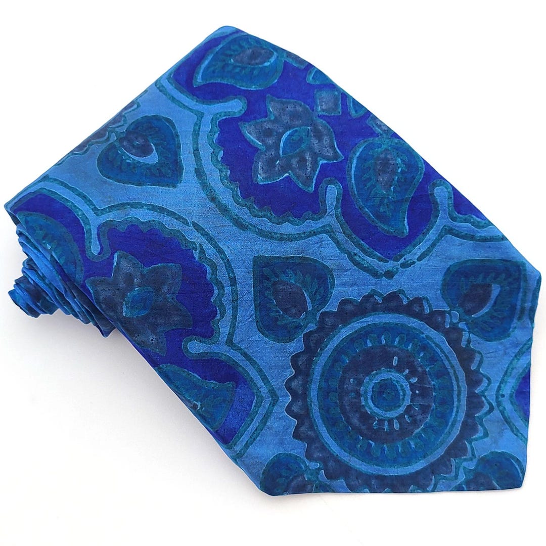 Vintage Pierre Cardin Blue Floral Mod Kipper Wide Silk Tie Necktie ...
