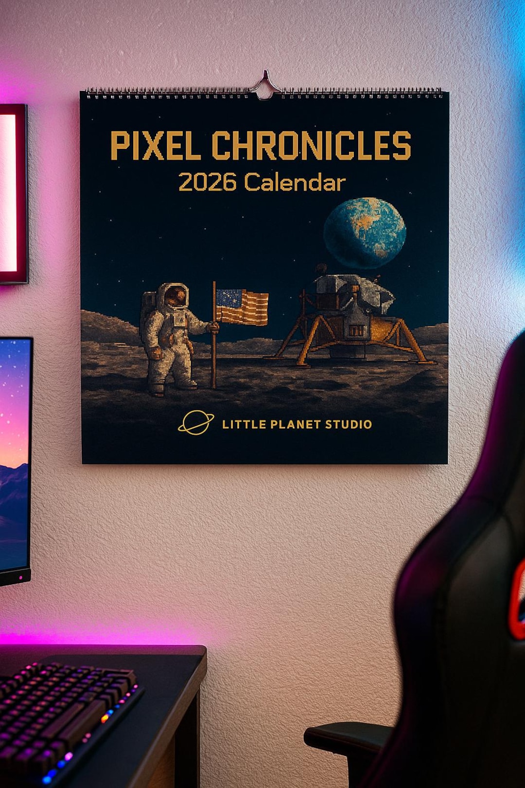 Pixel Chronicles 2026 Calendar - 12 Epic 16-bit History Scenes - Retro ...