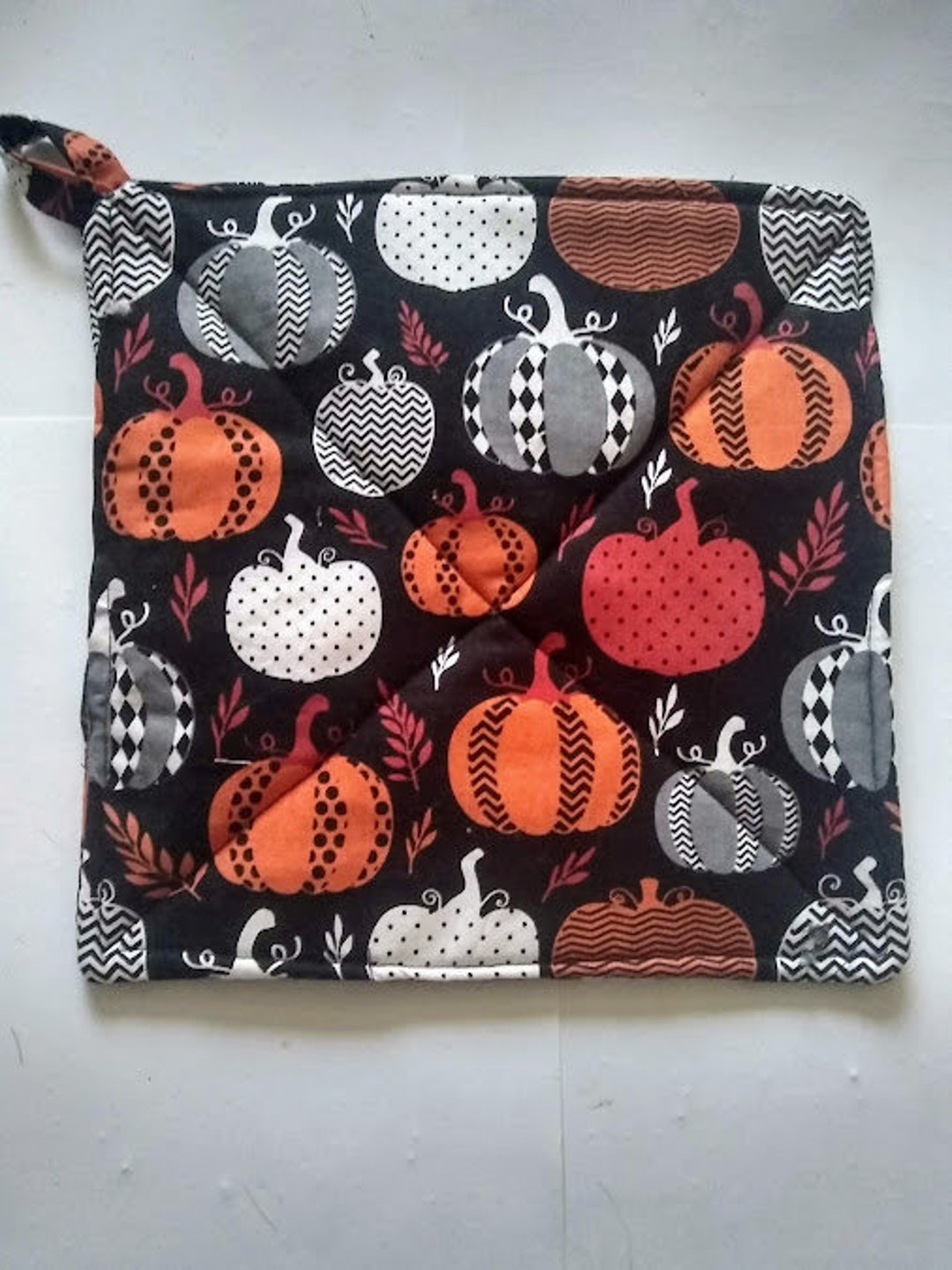 Decorative Pumpkin Potholder or Hot Pad With Hanging Loop - Halloween ...