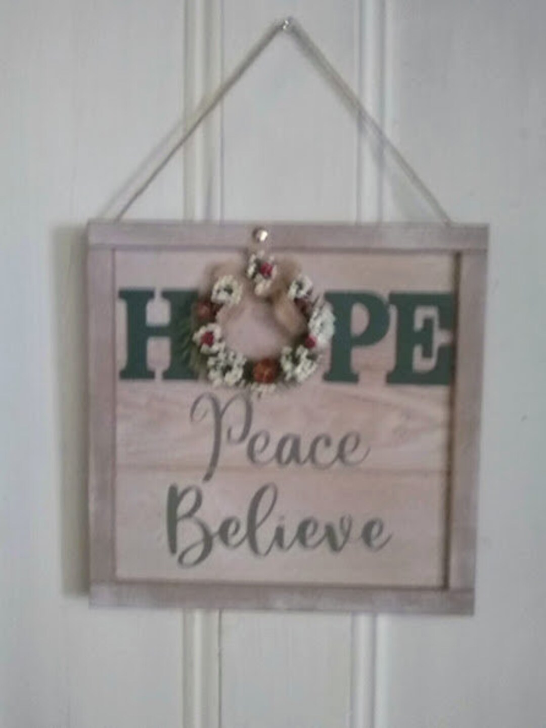 Hope, Peace and Believe Sign - Wall Decor, Holiday Sign, Hope Sign ...
