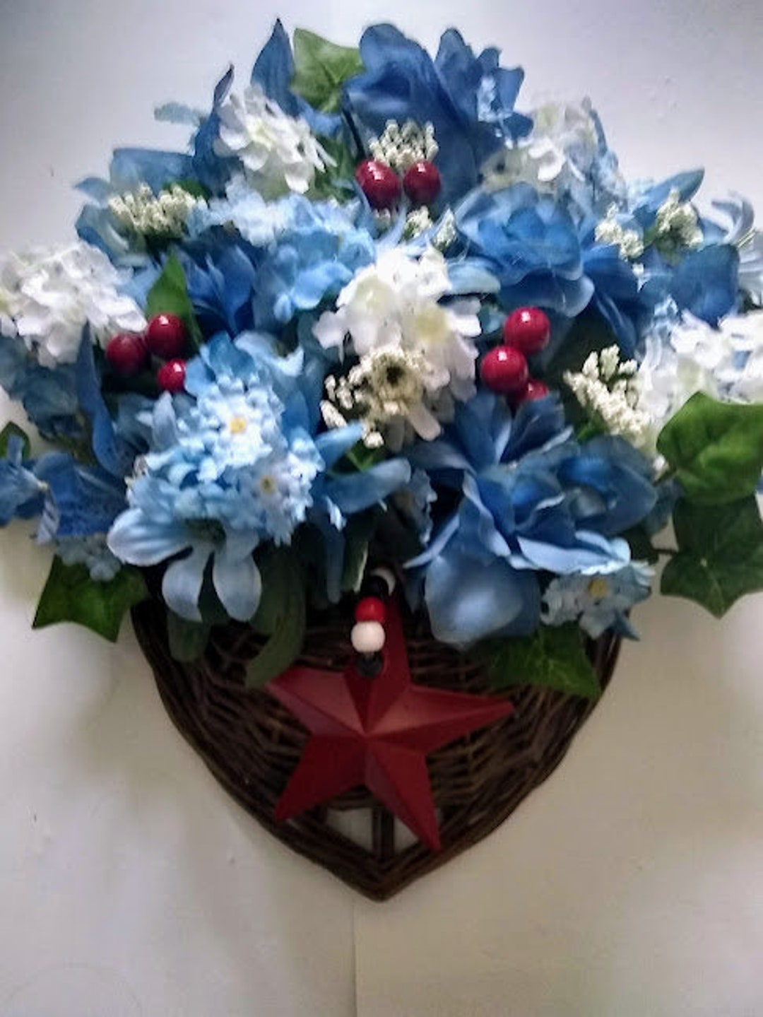 Patriotic Floral Wall Basket - Patriotic Wall Basket/patriotic Home ...