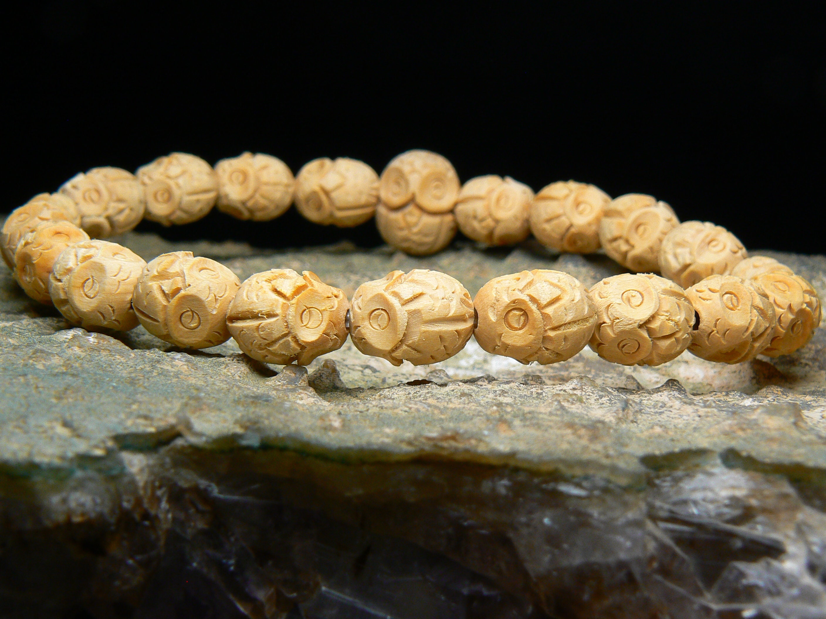 Owl Zen Bracelet Wrist Mala Prayer Beads, 18 2 Guru Bead, Japanese ...