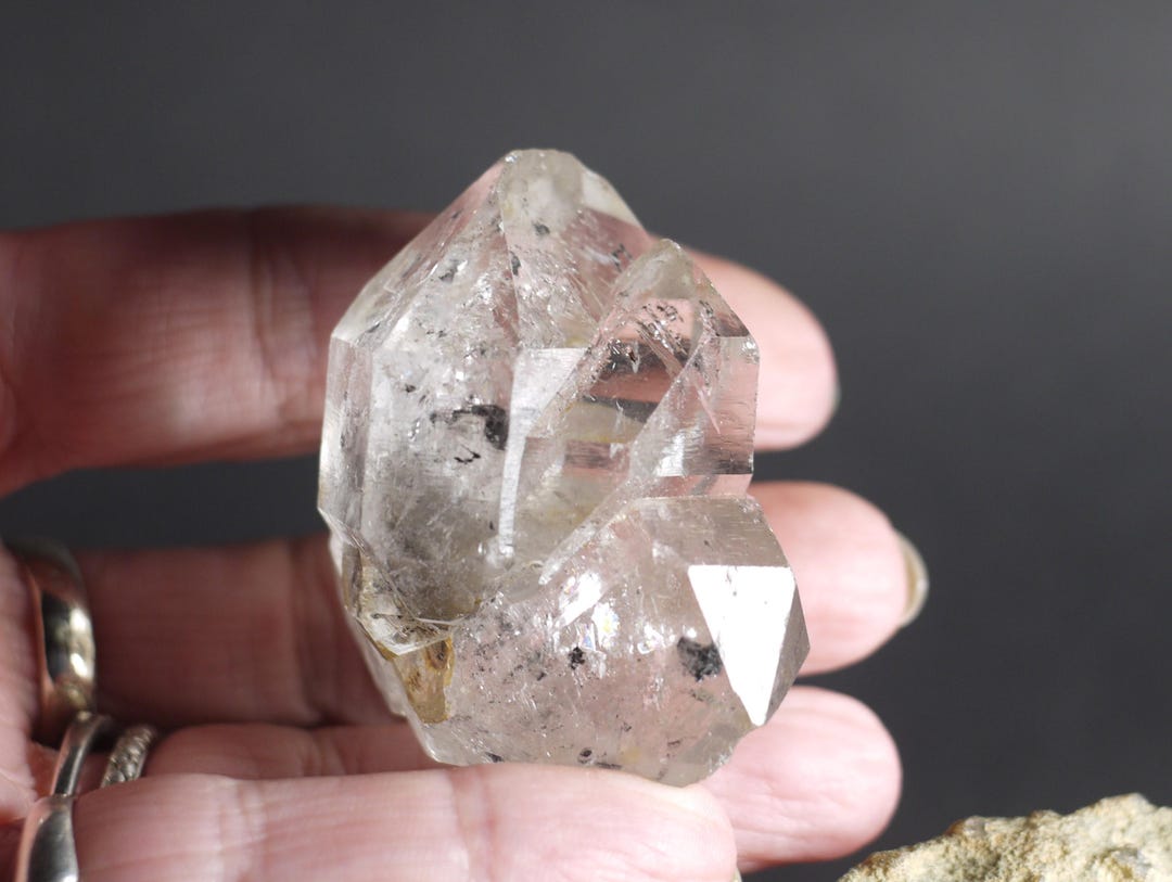 Rare Big Enhydro Herkimer Diamond, 335 Carats, Four Pointed Crystal ...