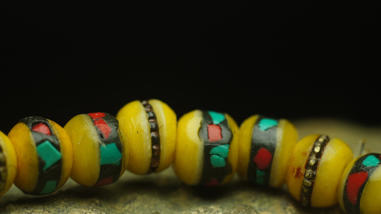 Wrist Mala Talisman Bracelet 27 Round Inlaid Beads Bone - Etsy