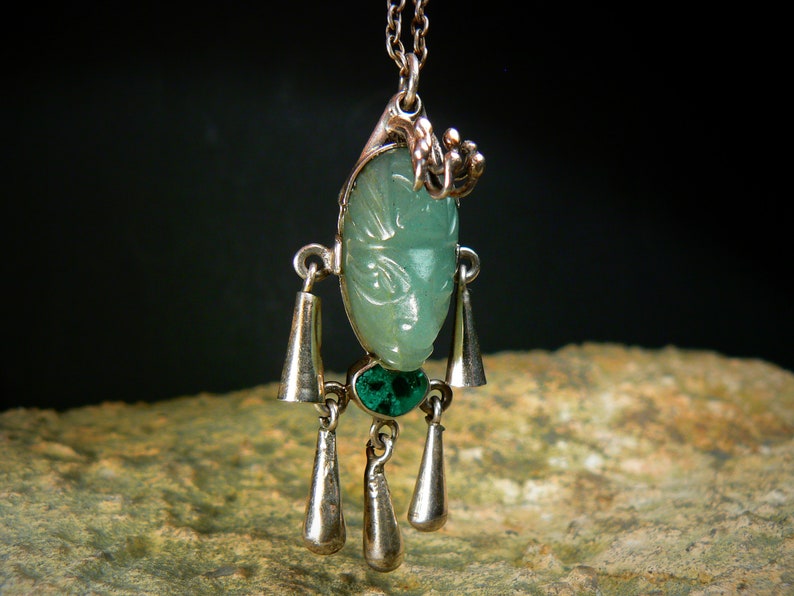 Deidad Azteca Maya Amuleto Vintage Estate Art Jewelry Preciosa Jadeíta ...