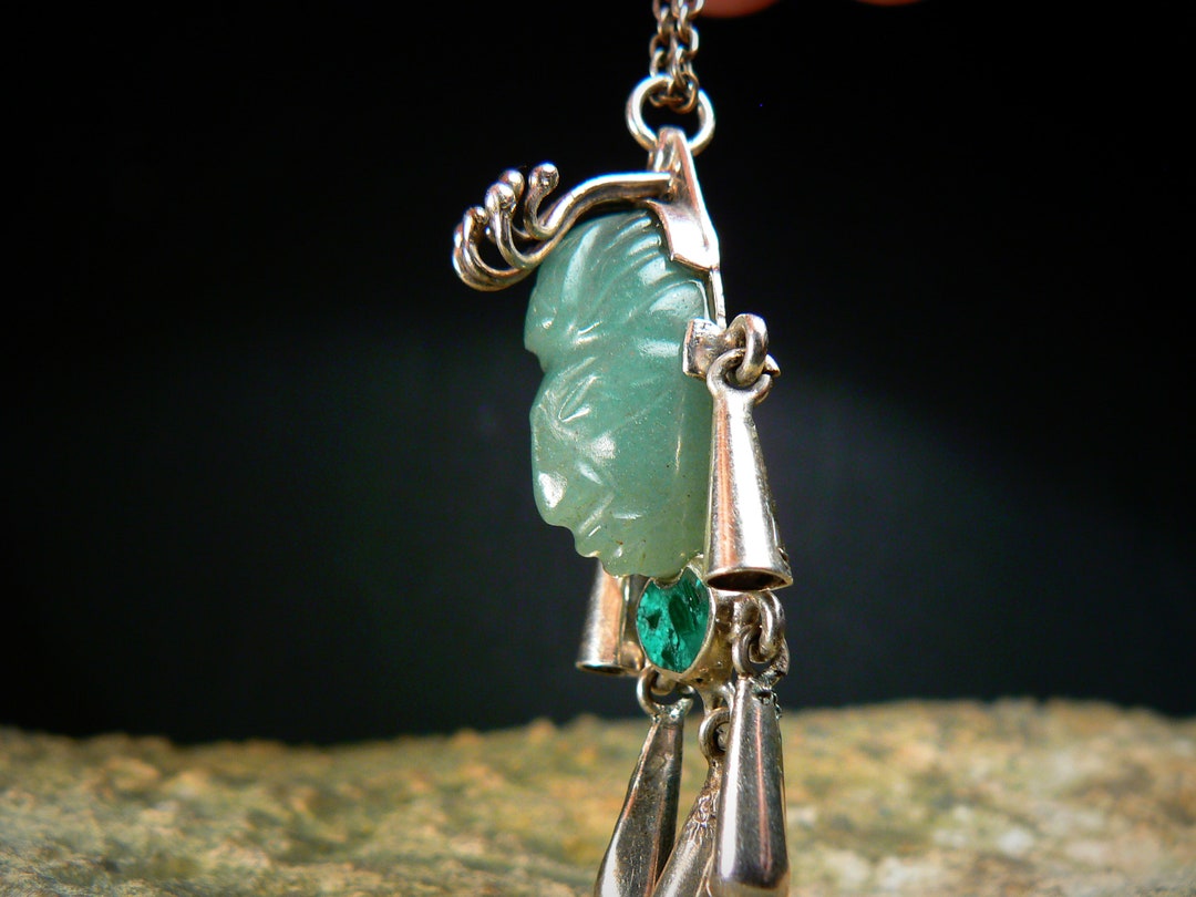 Deidad Azteca Maya Amuleto Vintage Estate Art Jewelry Preciosa Jadeíta ...