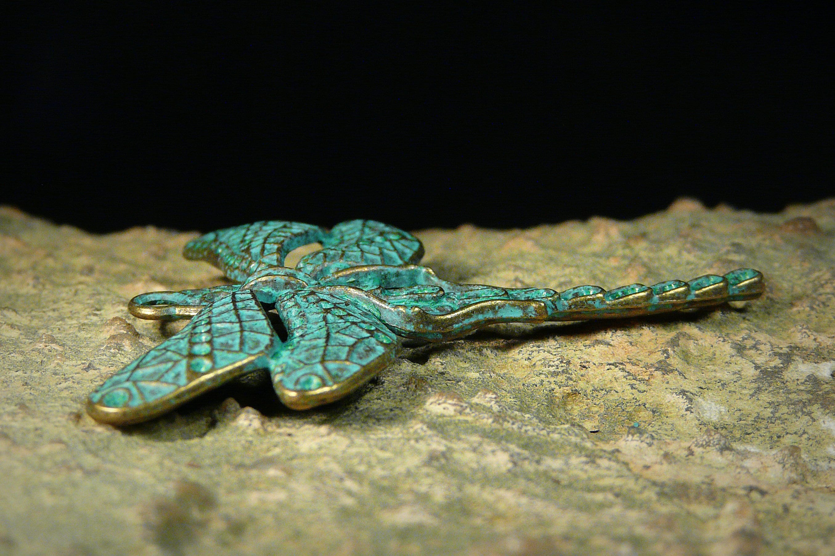 Antiqued Merlins Gold Dragonfly Pendant Symbol of Rebirth Personal ...