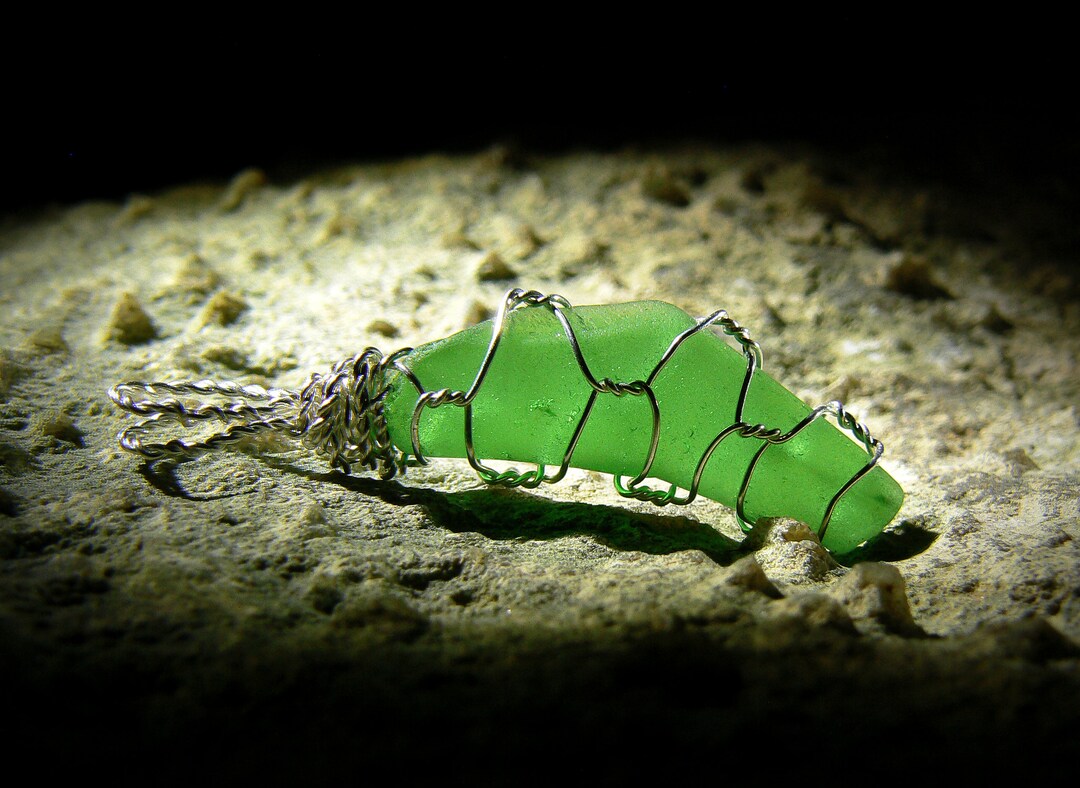 Latvian Emerald Green Sea Glass Silver Talisman Pendant Gift From ...