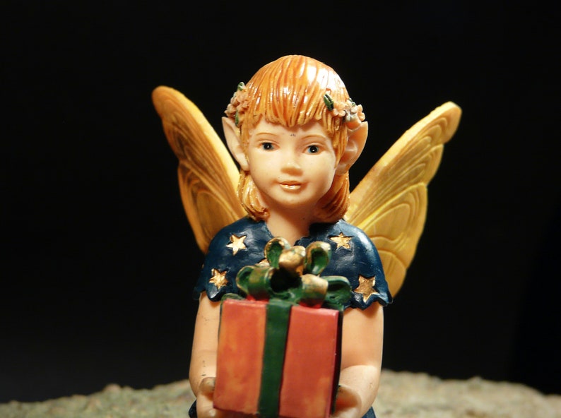 Gift Giving Fairy Elf Wish Box Antique Designer Porcelain Statuette ...