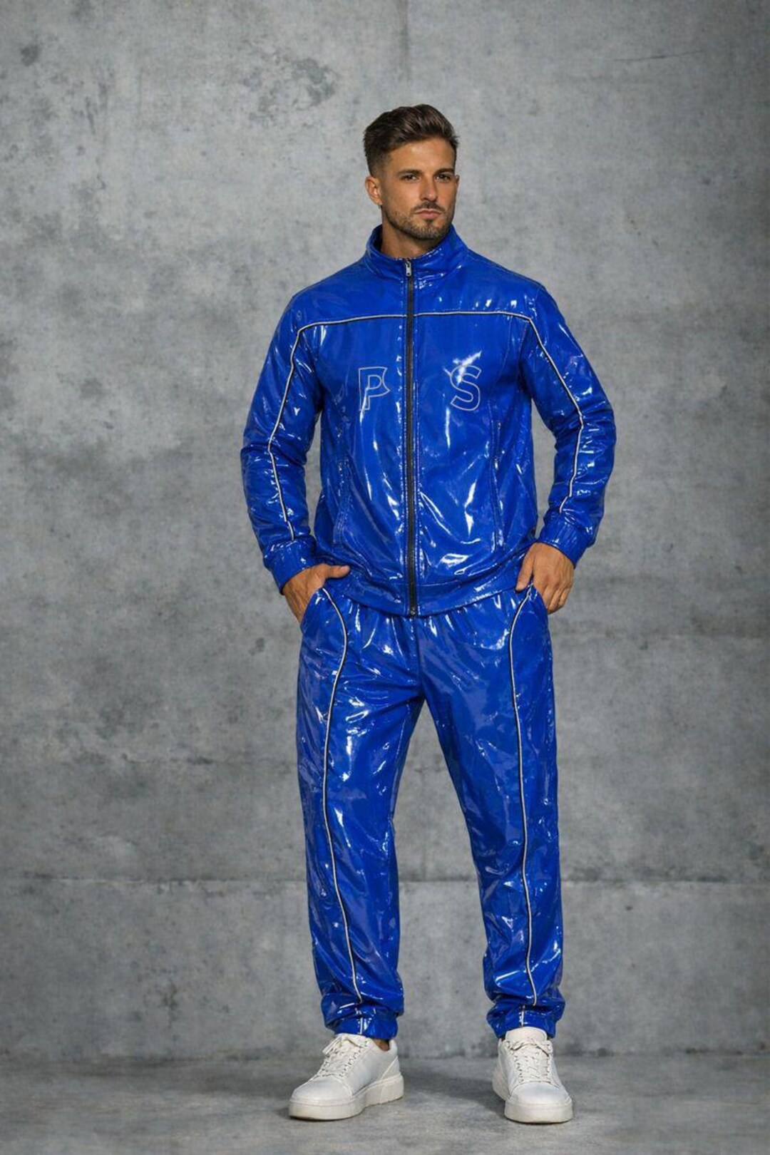 PVC Nylon Tracksuit Cobalt Blue Gloss Set - Etsy