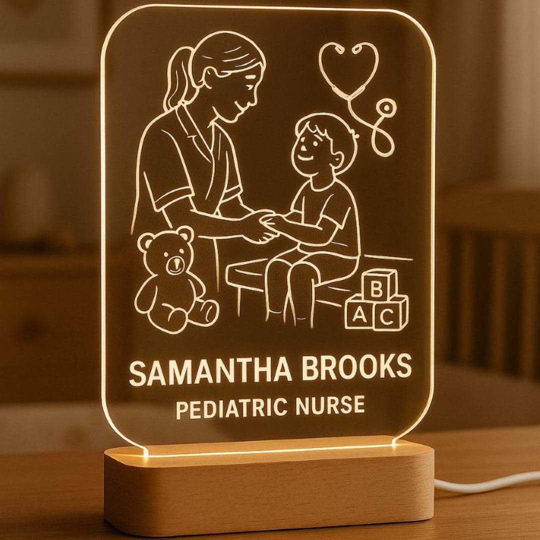 Personalized Pediatric Nurse LED Night Light | Engraved Medical Gift - Etsy