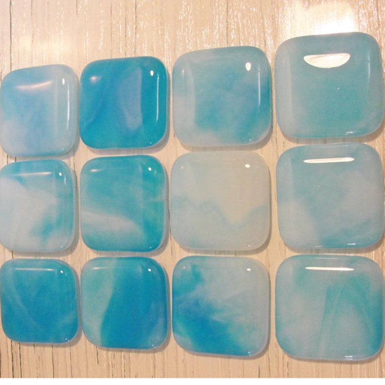 Beachy Glass Cabinet Knobs, Turquoise Fused Glass Knobs, Drawer Knobs ...