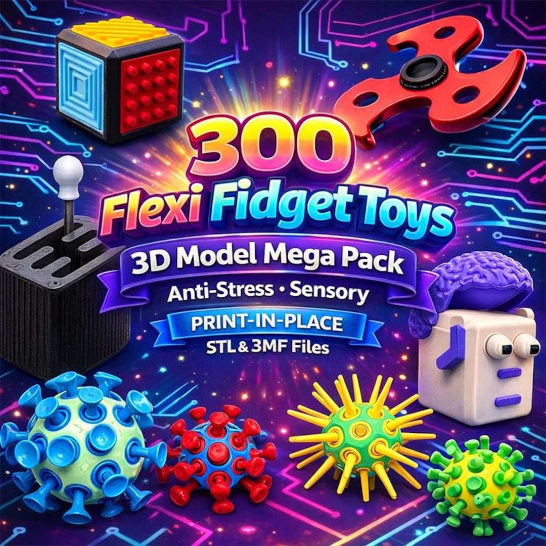 Flexi Fidget STL Files – 300 Articulated Stl Print Models (commercial ...