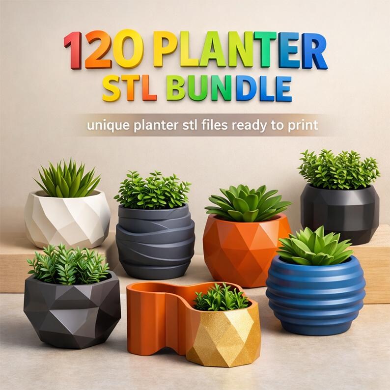 120+ Planter STL Bundle – 3D Printable Pots & Vases – Geometric, Modern ...