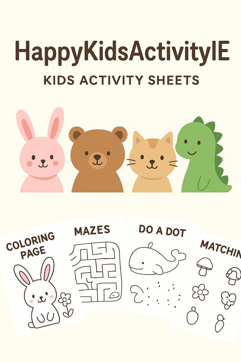 Kids Activity Sheets Bundle | Coloring, Mazes, Matching (instant ...