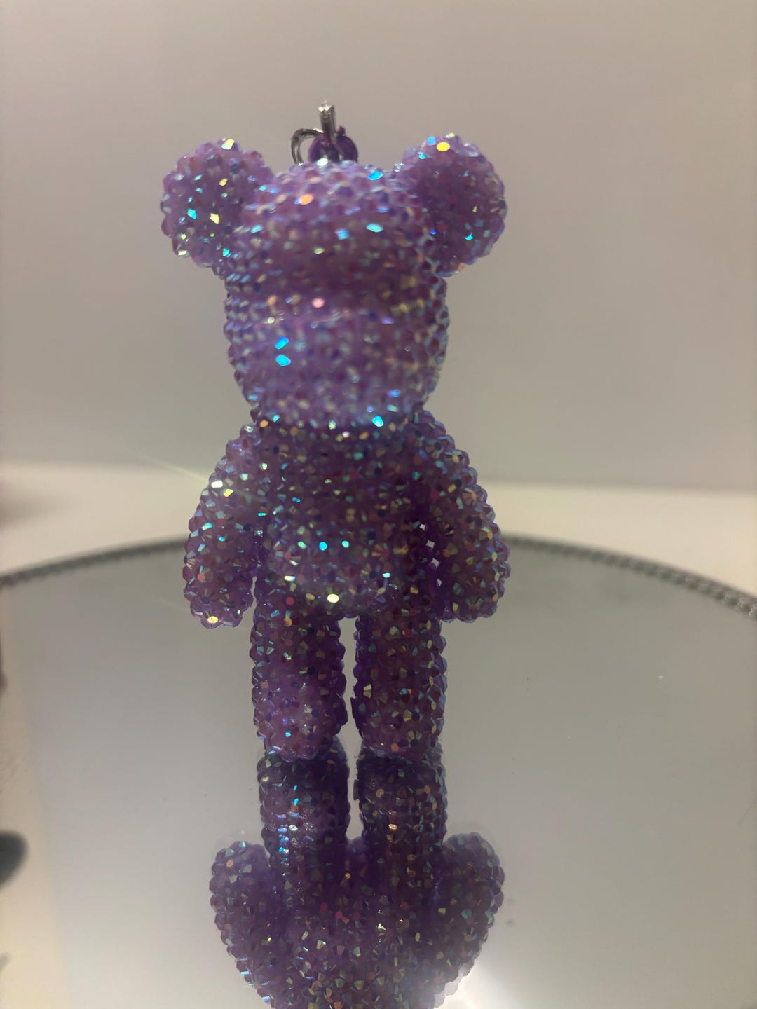 10cm Lilac Rhinestone Bear Keychain Crystal Bling Bag Charm Luxury ...