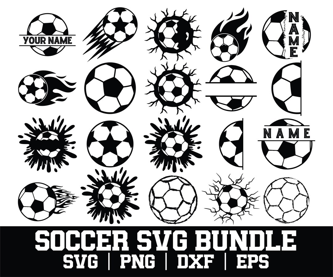 Soccer SVG Bundle, Split Soccer Ball Cut File, Ball Clipart, Custom ...