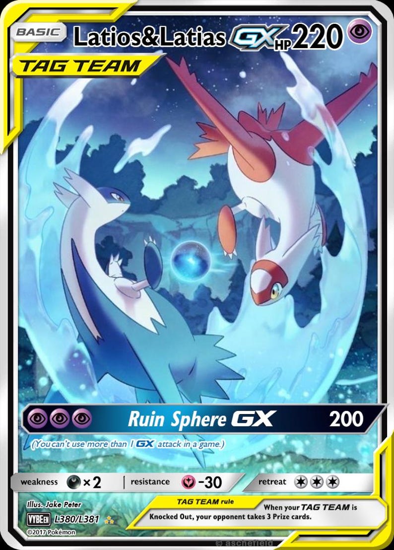 Custom Fanmade Latios & Latias Tagteam Prox Card - Etsy