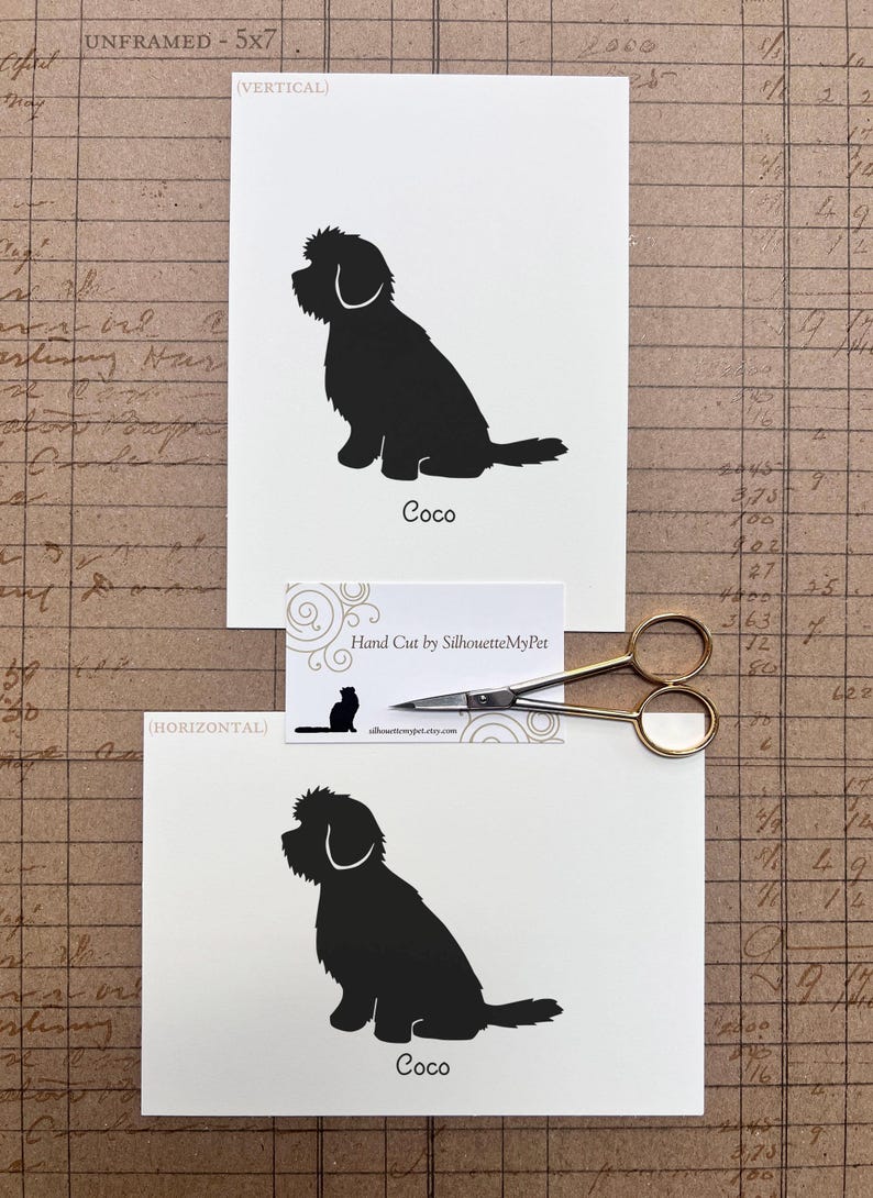 Cavachon Silhouette Dog Portrait | Hand-cut Pet Memorial | Frame ...