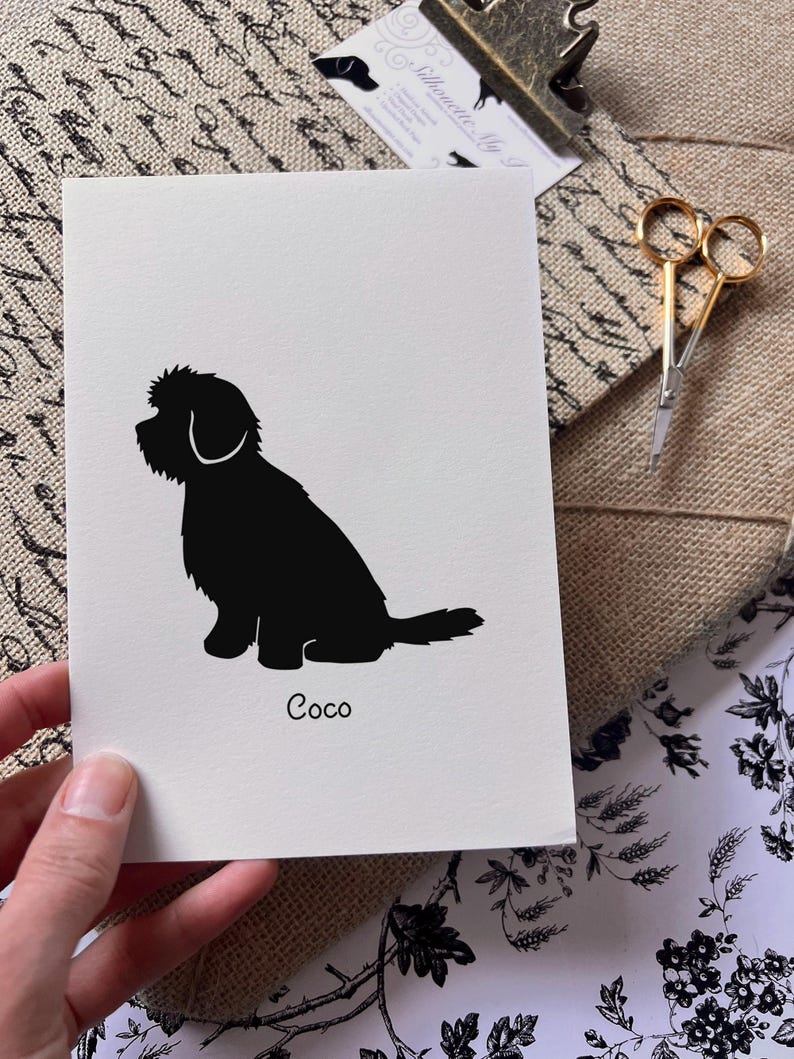 Cavachon Silhouette Dog Portrait | Hand-cut Pet Memorial | Frame ...