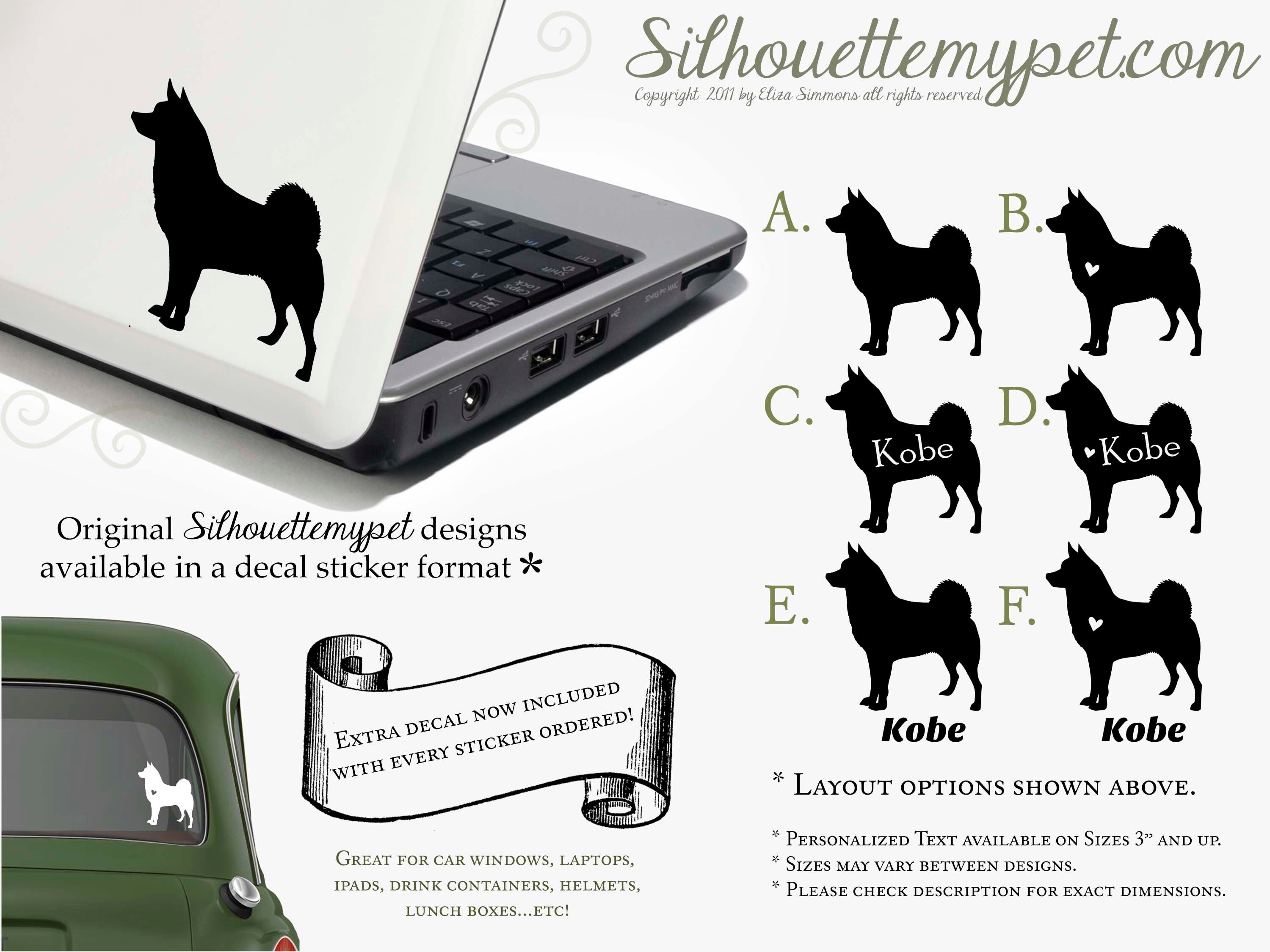 Norwegian Elkhound Dog Vinyl Decal - Bumper Sticker - Silhouettemypet ...
