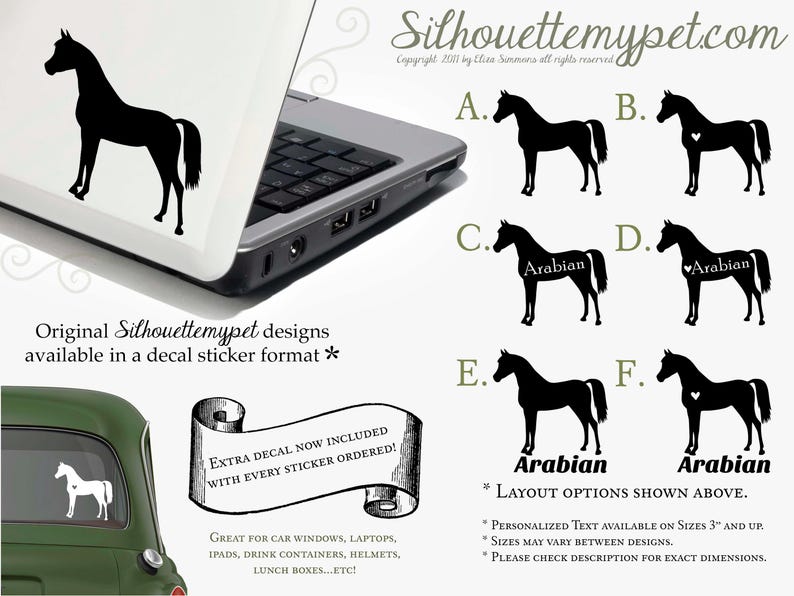 Arabian Horse Vinyl Decal - Bumper Sticker - Silhouettemypet Design:hor ...