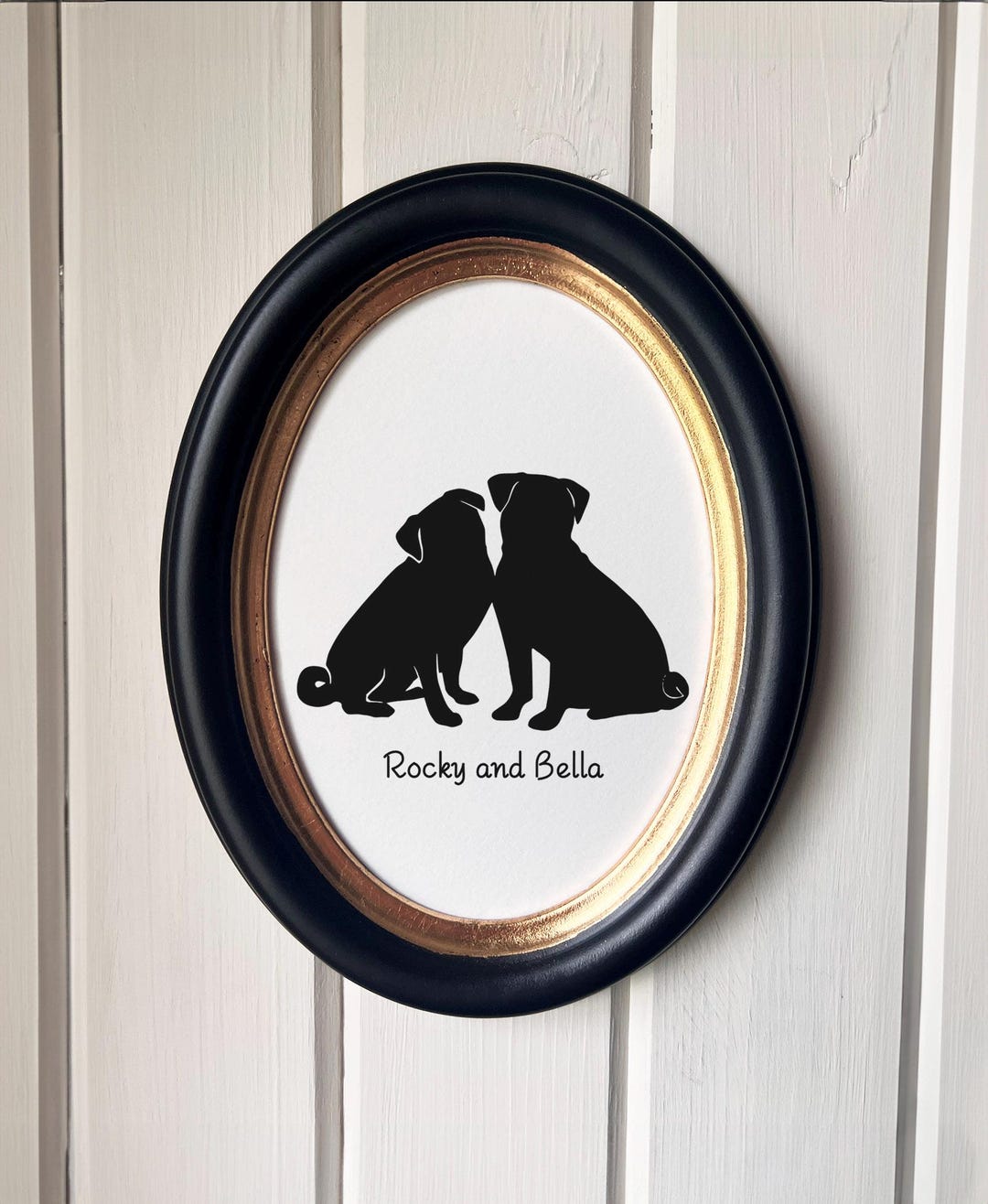 Hand-cut Pug Duo Silhouette Dog Portrait, Memorial Gift, Heirloom Wall ...