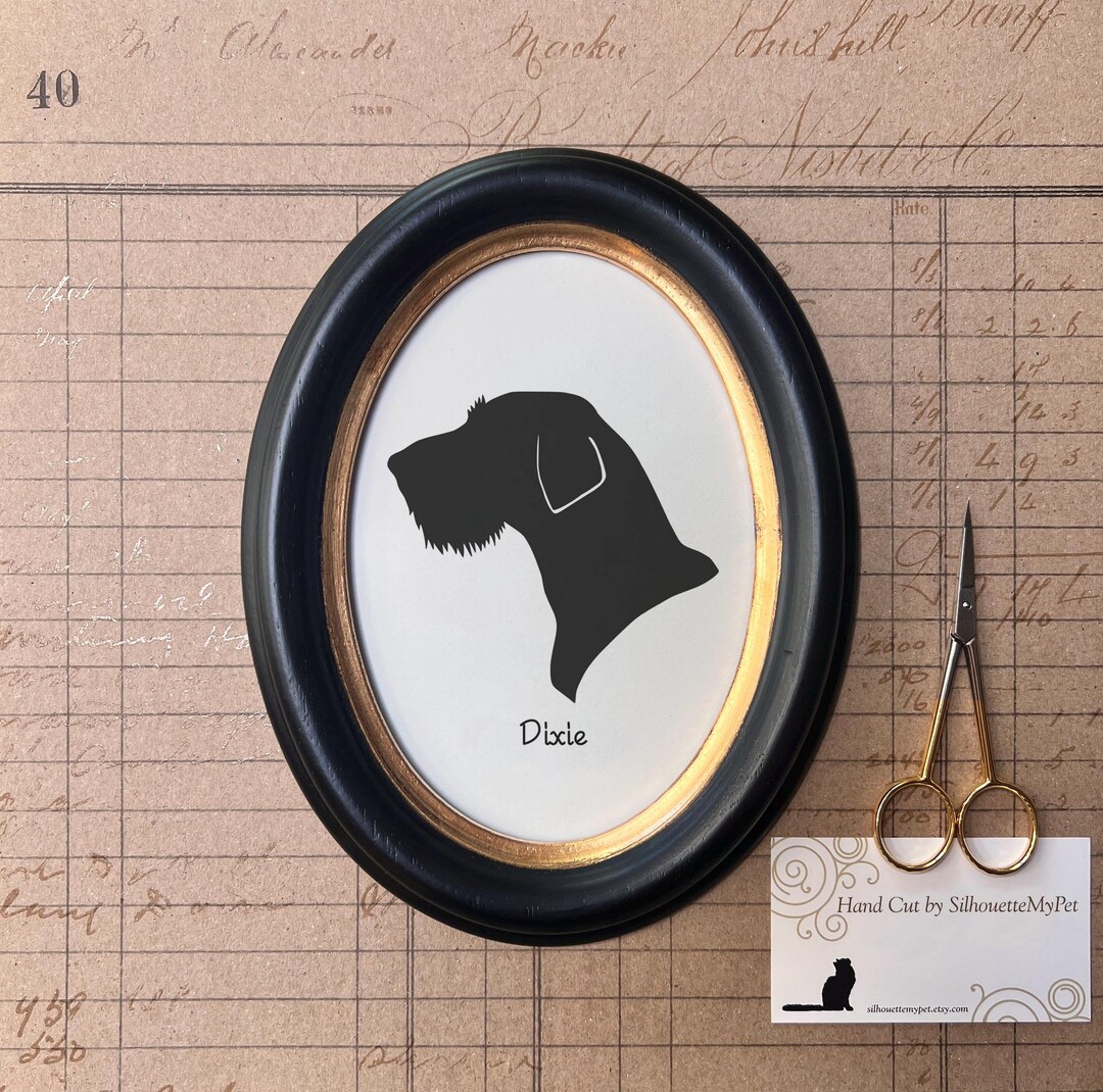 German Wirehaired Pointer Silhouette Dog Portrait, Pet Gift, Hand Cut ...