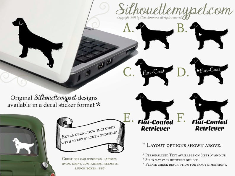 Flat Coated Retriever Dog Vinyl Decal - Bumper Sticker ...