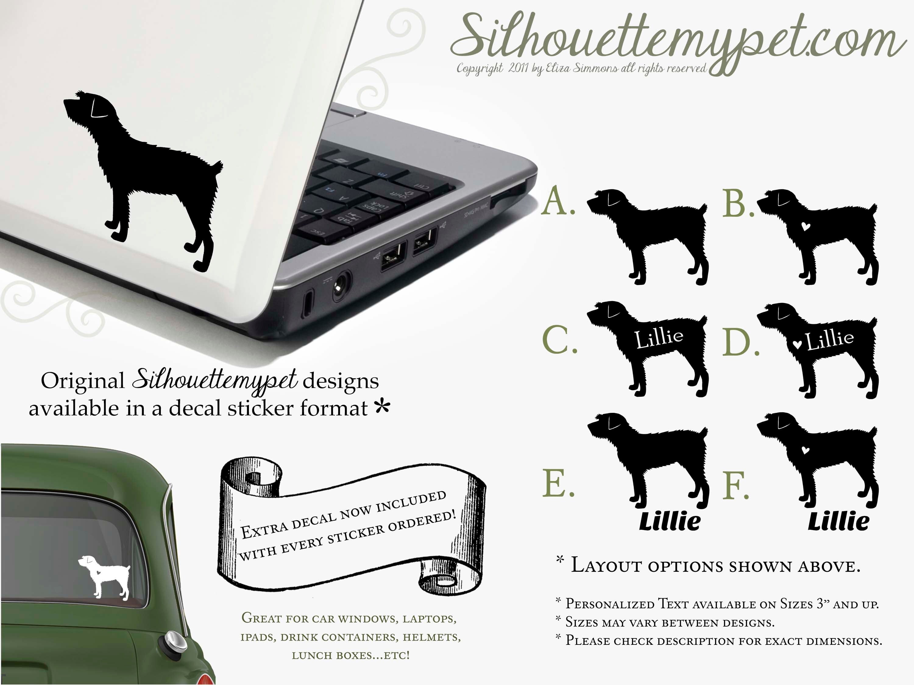 Schnauzer Lab Mix Dog Vinyl Decal - Bumper Sticker - Silhouettemypet ...