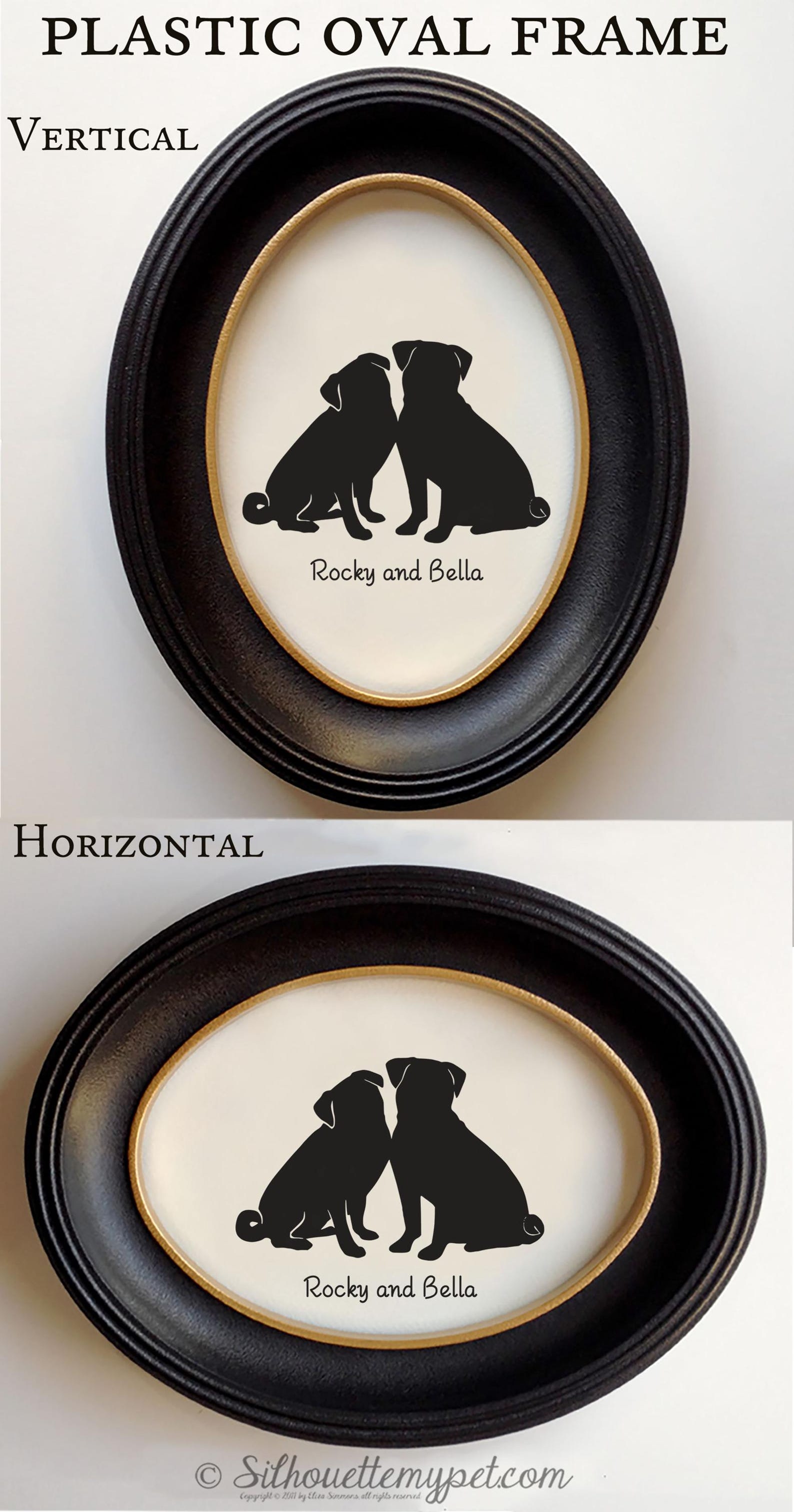 Hand-cut Pug Duo Silhouette Dog Portrait, Memorial Gift, Heirloom Wall ...