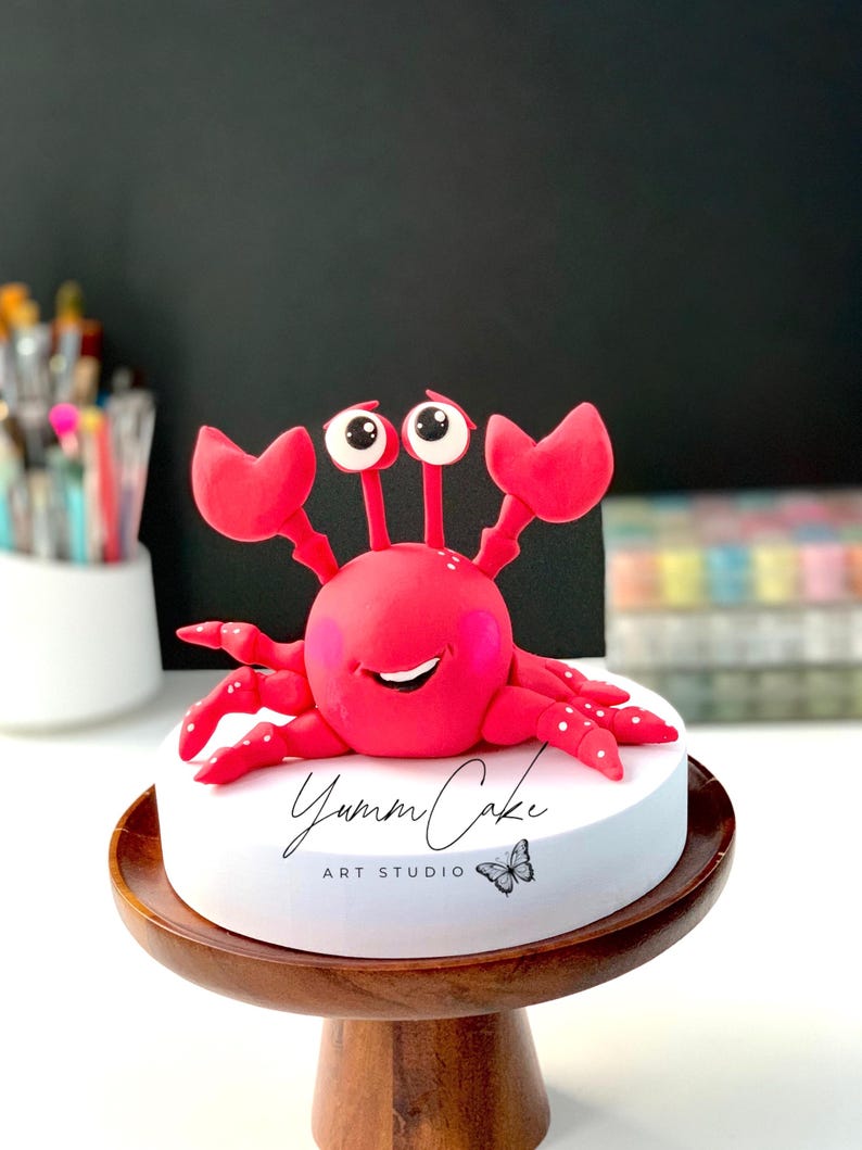 Edible Crab Cake Topper Handmade Fondant Under the Sea Ocean Party ...
