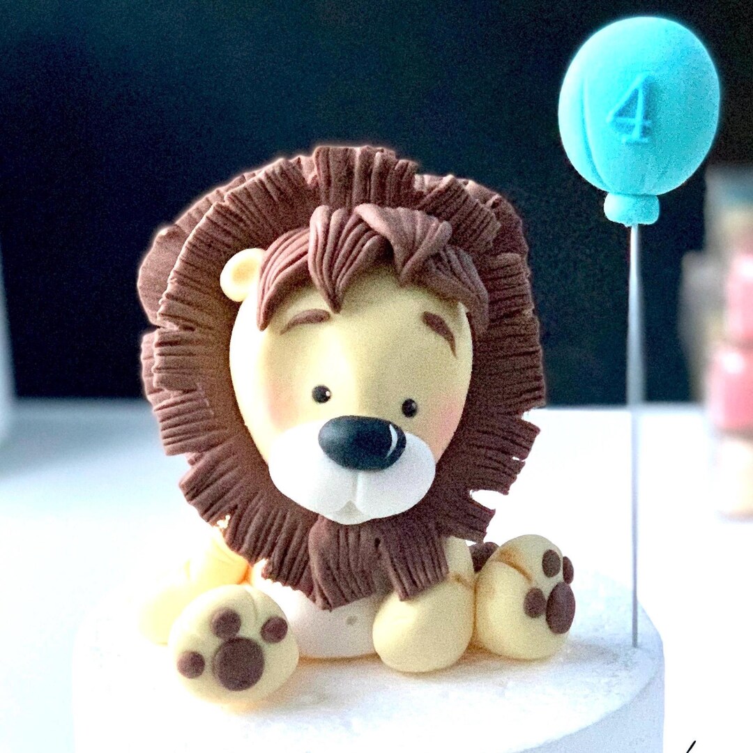 Lion Edible Fondant Birthday Cake Topper Safari Jungle Decoration ...